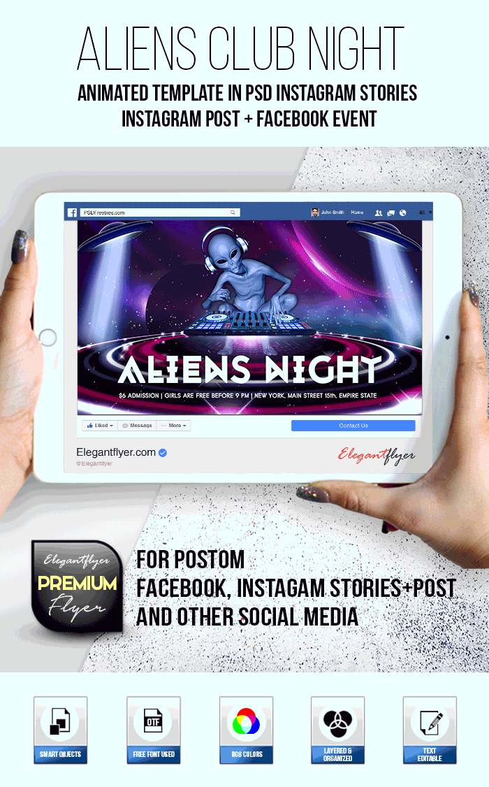 Blue Modern Aliens Club Night Premium Instagram Stories Template Animated
