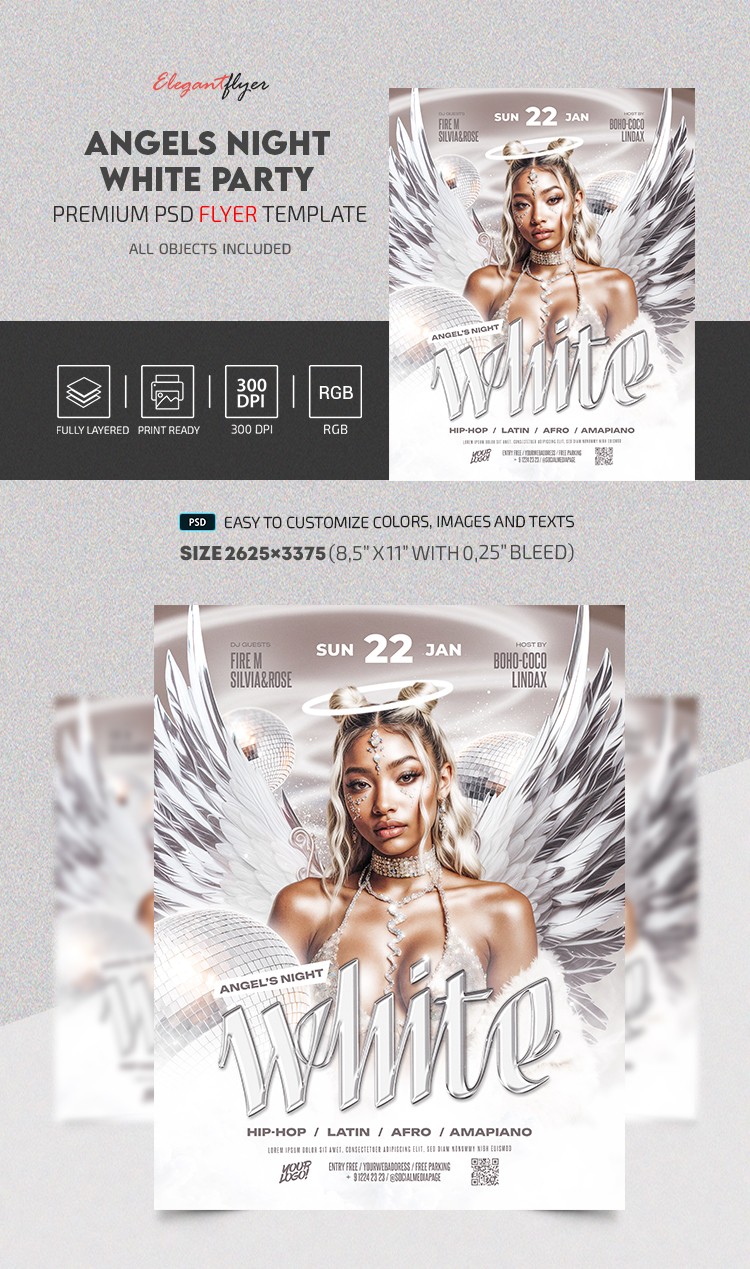White Luxury Angels Night | White Party Premium Flyer Template PSD | by ...