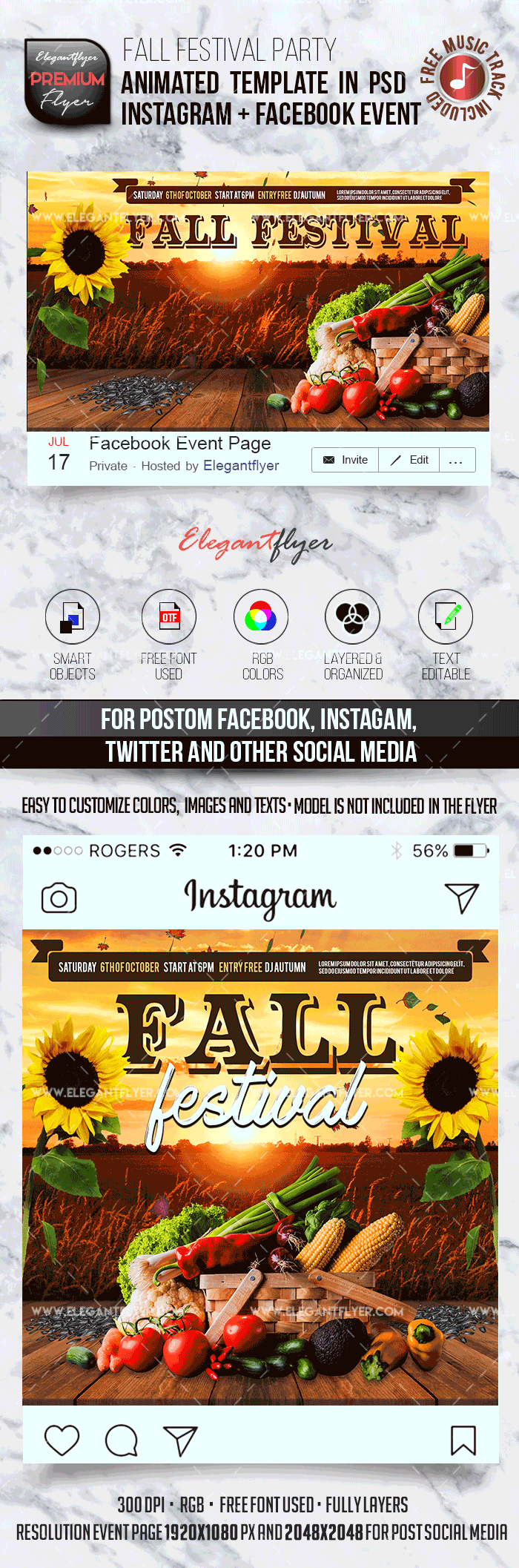 Yellow Creative Fall Festival Flyer Premium Instagram Stories Template ...