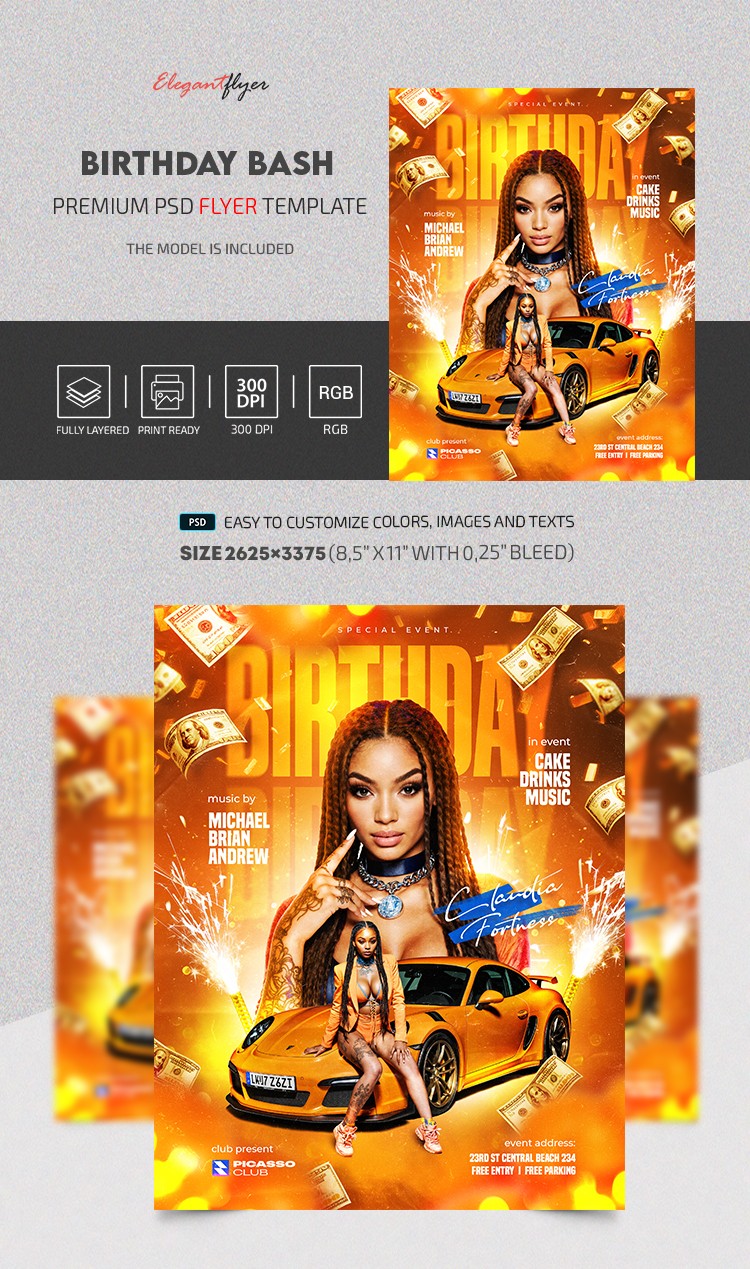 Orange Hell Geburtstagsfeier Premium Flyer Template PSD | by Elegantflyer