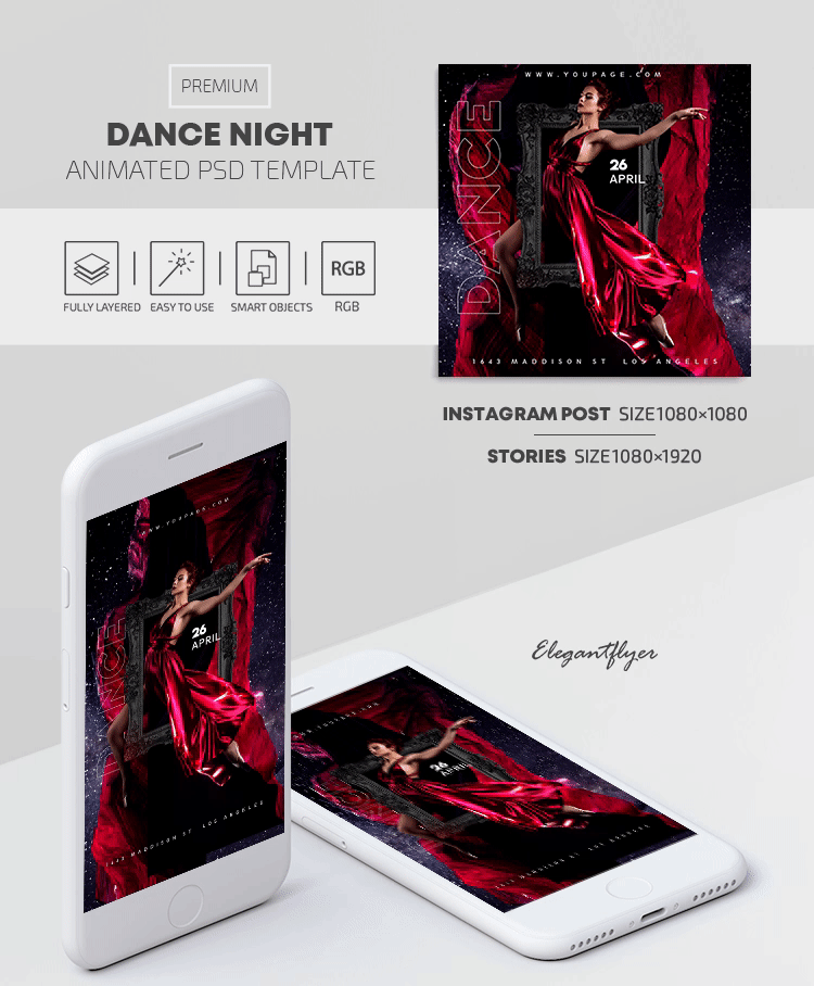 Plantilla de historias de Instagram animadas Red Lujo Noche de baile ...