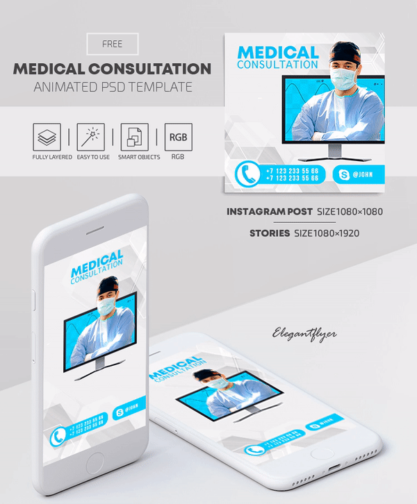 White Professional Medical Consultation Free Social Media Template PSD