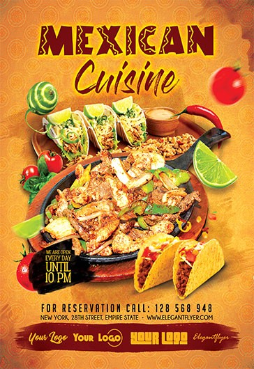 Mexican Catering Flyers Mexican Restaurant Template Stock Vector