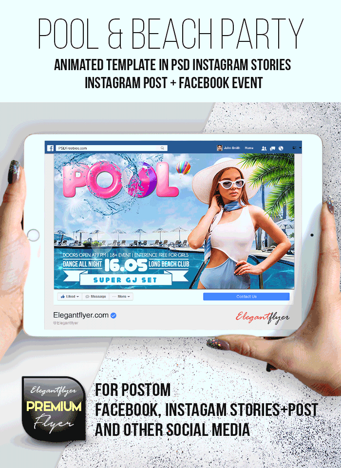 Blue Simple Pool & Beach Party Premium Instagram Stories Template Animated