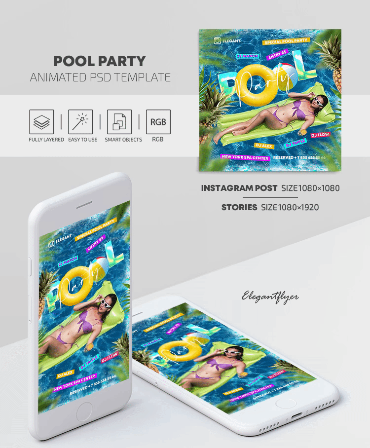 Blue Creative Pool Party Premium Instagram Stories Template Animated ...
