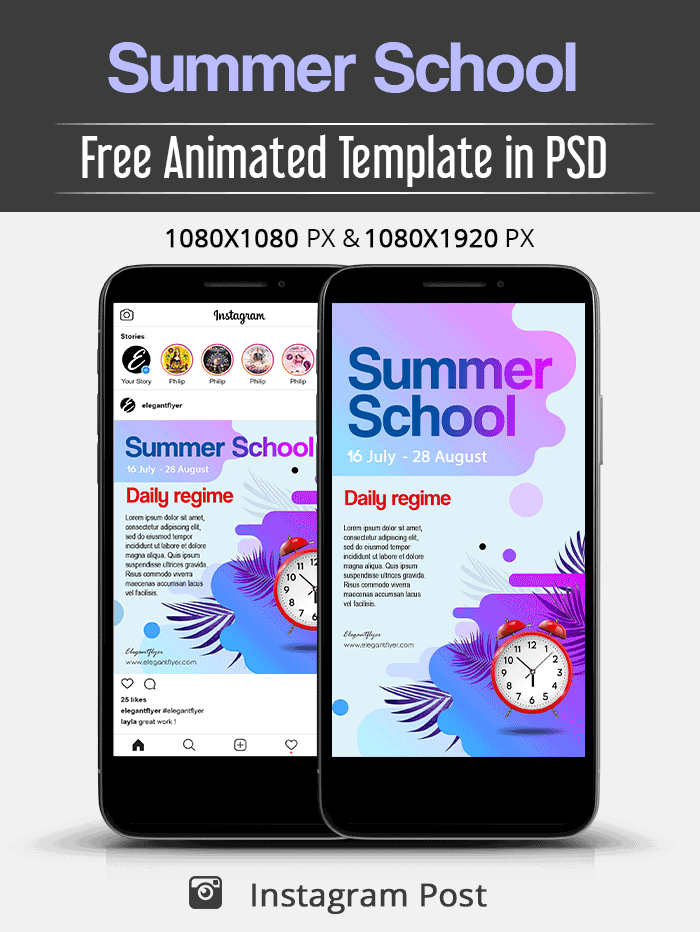 Multicolor Professional Summer School Free Social Media Template PSD ...