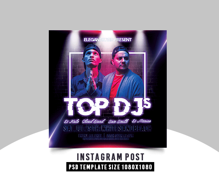 Black Glitch TOP DJs Free Social Media Template PSD | by Elegantflyer