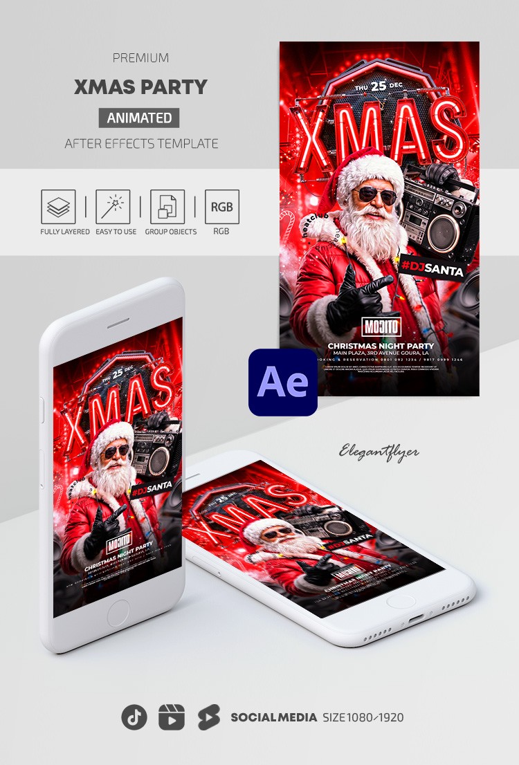 Red Bright Xmas Party Flyer Instagram Reels Premium Social Media ...