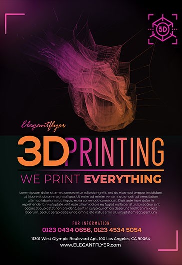 Black Glow 3D Printing Premium Flyer Template PSD | by Elegantflyer