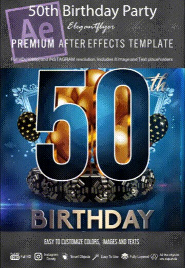 50th Birthday Party After Effects Template - 10032993 | by ElegantFlyer