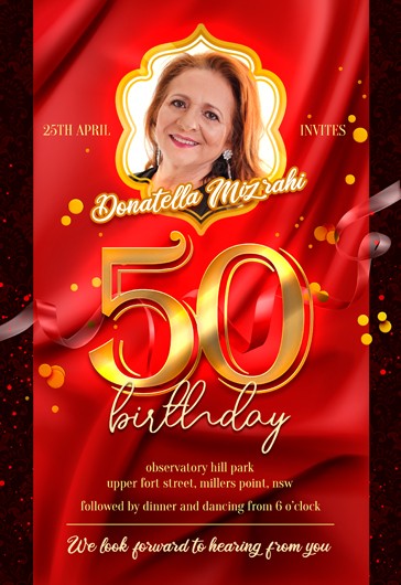 Red Simple 50th Birthday Premium Flyer Template PSD | by Elegantflyer