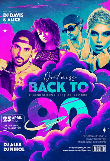 Yellow Glow Cocktail Party Free Flyer Template PSD | by Elegantflyer