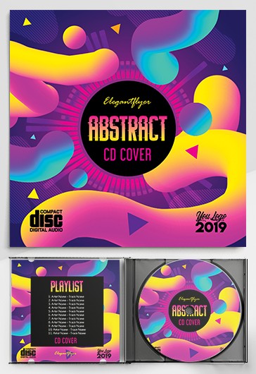 Yellow Abstract Abstract Free CD Album Cover Template PSD | by Elegantflyer