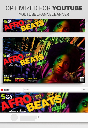 Afro Beats - Free Youtube Channel banner PSD Template - 10031459 | by ...