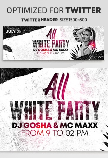 All White Party - Free Twitter Header PSD Template - 10027424 | by ...