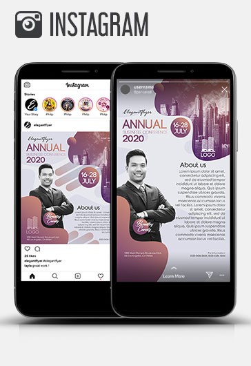 White Creative Annual Business Conference Premium Social Media Template PSD