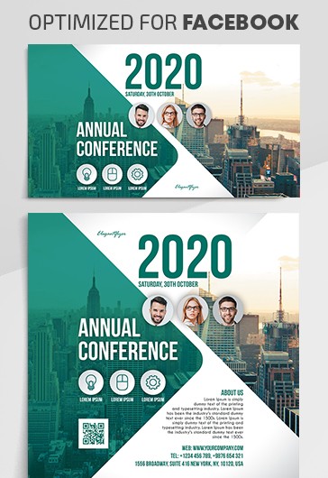 Green Minimalist Annual Conference Facebook Premium Social Media ...