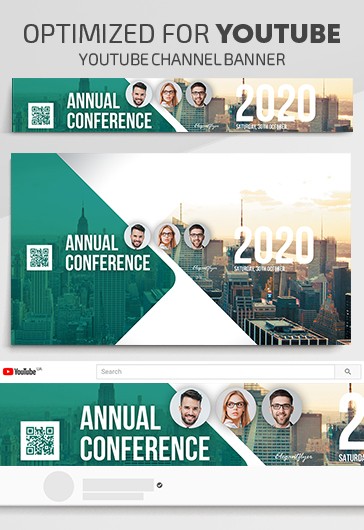Green Simple Annual Conference Youtube Premium Social Media Template PSD