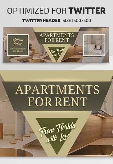 Apartments For Rent - Free Twitter Header PSD Template - 10026599 | by ...