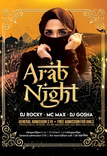 Yellow Exclusive Arab Night Party Free Flyer Template PSD | by Elegantflyer