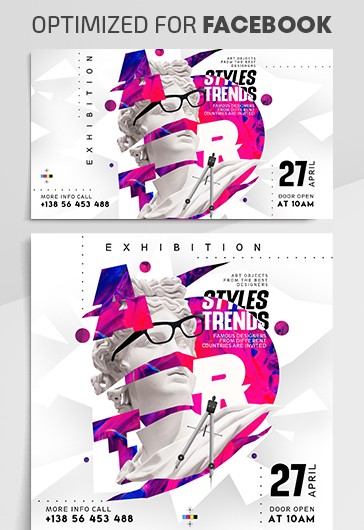 White Creative Art Exhibition Facebook Premium Social Media Template PSD