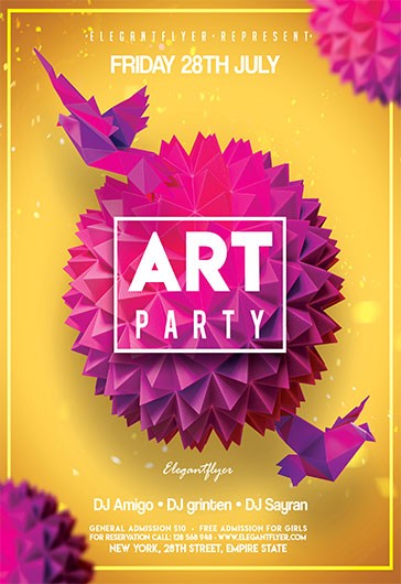 Yellow Bright Art Party Premium Flyer Template PSD | by Elegantflyer