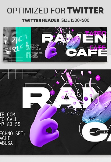 Asian Food Cafe - Twitter Header PSD Template - 10031905 | by ElegantFlyer
