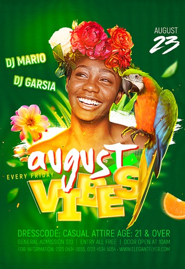 Green Bright August Vibes Premium Flyer Template PSD | by Elegantflyer