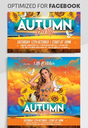 Yellow Creative Autumn Party Facebook Premium Social Media Template PSD