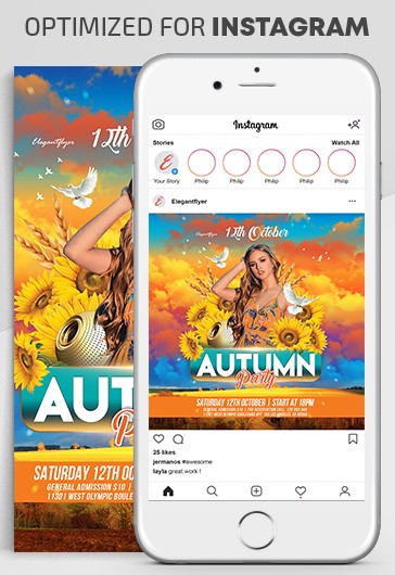 Yellow Creative Autumn Party Premium Social Media Template PSD | by ...