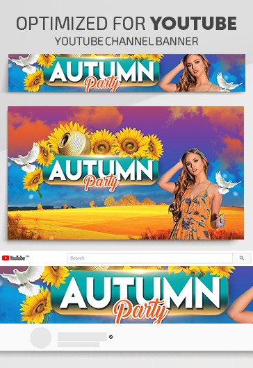 Yellow Creative Autumn Party Youtube Premium Social Media Template PSD