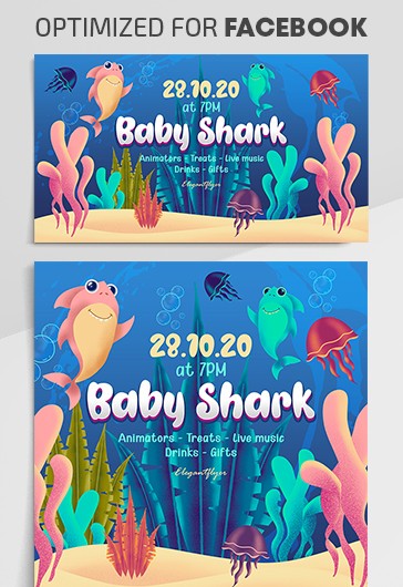 Baby Shark - Free Facebook Cover Template in PSD + Post + Event cover ...