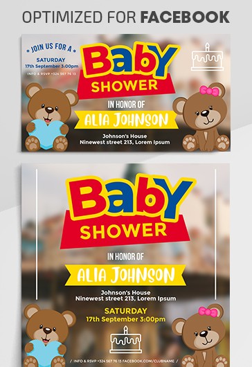 Baby Shower - Free Facebook Cover Template in PSD + Post + Event cover ...