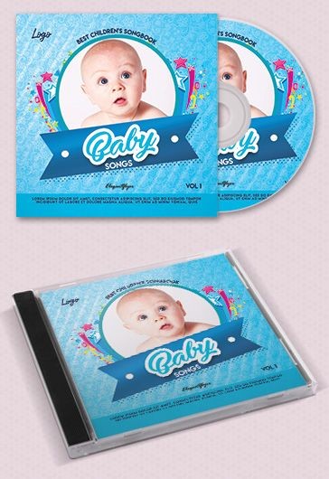 Blue Creative Baby Songs Free CD Album Cover Template PSD | by Elegantflyer