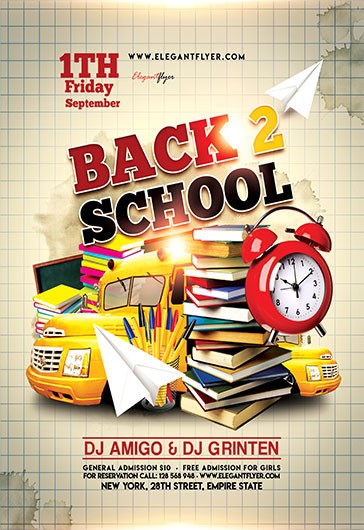 White Modern Back 2 School Premium Flyer Template PSD | by Elegantflyer