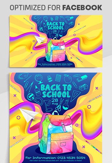 Yellow Modern Back to School Facebook Premium Social Media Template PSD