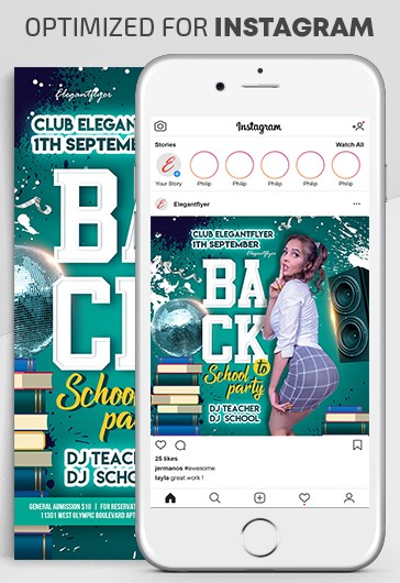 Blue Creative Back to School Instagram Premium Social Media Template PSD