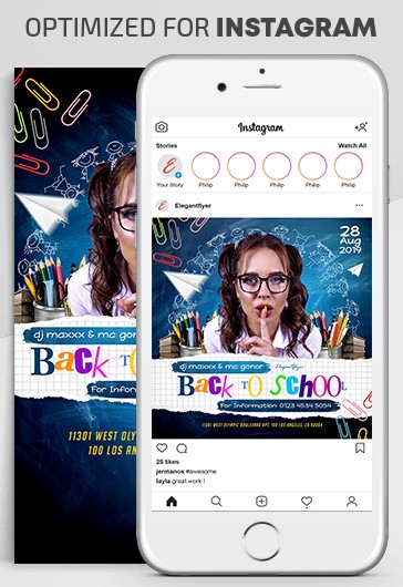 Blue Artistic Back To School Party Instagram Premium Social Media ...