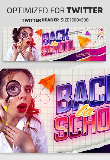 Back to School - Twitter Header PSD Template - 10030834 | by ElegantFlyer