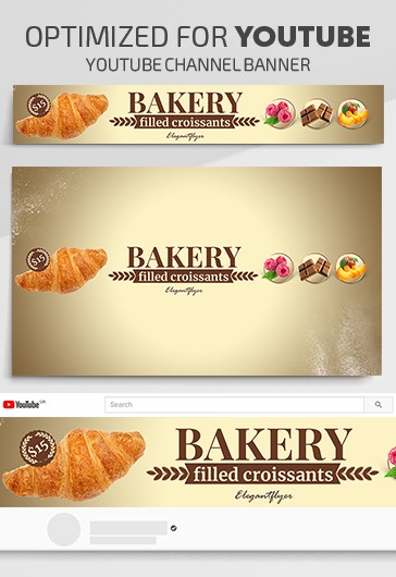 Gold Simple Bakery Youtube Free Social Media Template PSD | by Elegantflyer