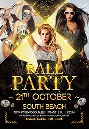 Black and Gold Luxury Ball Party Free Flyer Template PSD | by Elegantflyer
