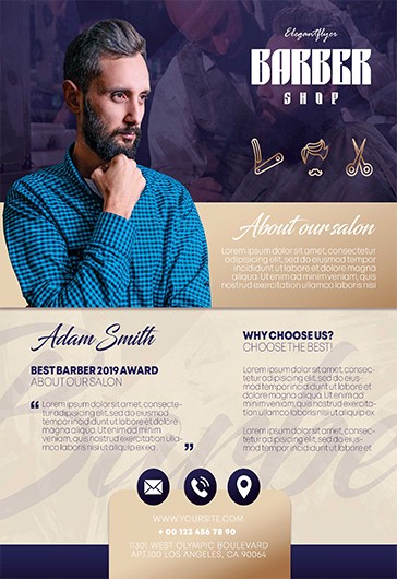 Purple Professional Barber Shop Free Flyer Template PSD | by Elegantflyer