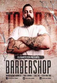 Plantilla de folleto PSD White Grunge. Folleto de barbería Free gratuita