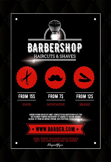 Panfletos de Barbearia Gratuitos | elegantflyer.com