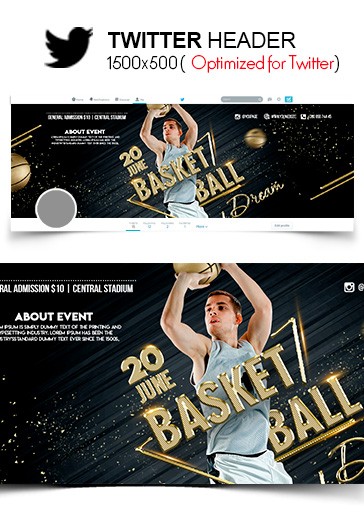 Modèle PSD d'en-tête Twitter "Basketball Dream". - 10023121 | by ...