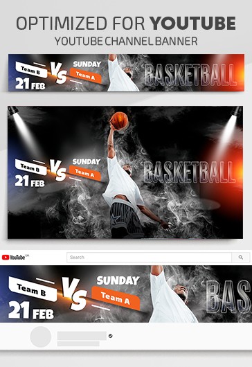 Basketball - Modèle PSD gratuit de bannière de chaîne Youtube ...
