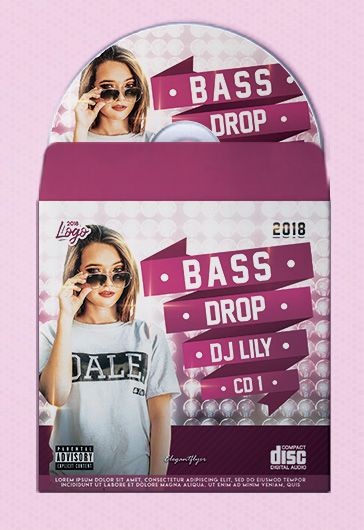Pink Simple Bass Drop Free CD Album Cover Template PSD | by Elegantflyer