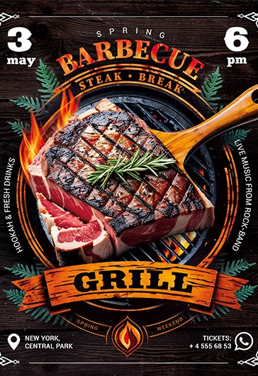 Black Exclusive BBQ Grill Premium Flyer Template PSD | by Elegantflyer