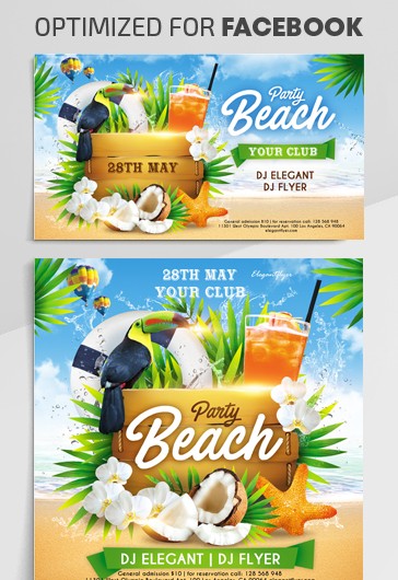 Yellow Creative Beach Party Premium Social Media Template PSD | by ...