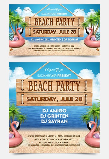 Blue Creative Beach Party Facebook Free Social Media Template PSD | by ...